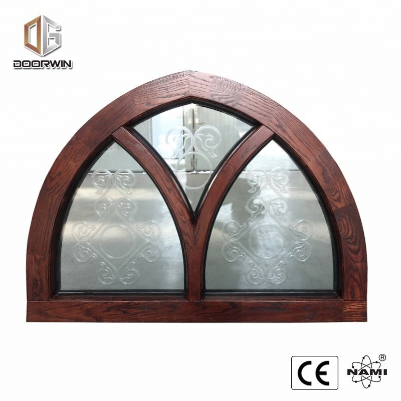 Fantastic arched oak wood window frame with carved glass for houseby D ...