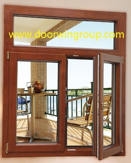 Powder Coated Aluminum Solid Wood Window, Teak Wood Aluminium Window f ...